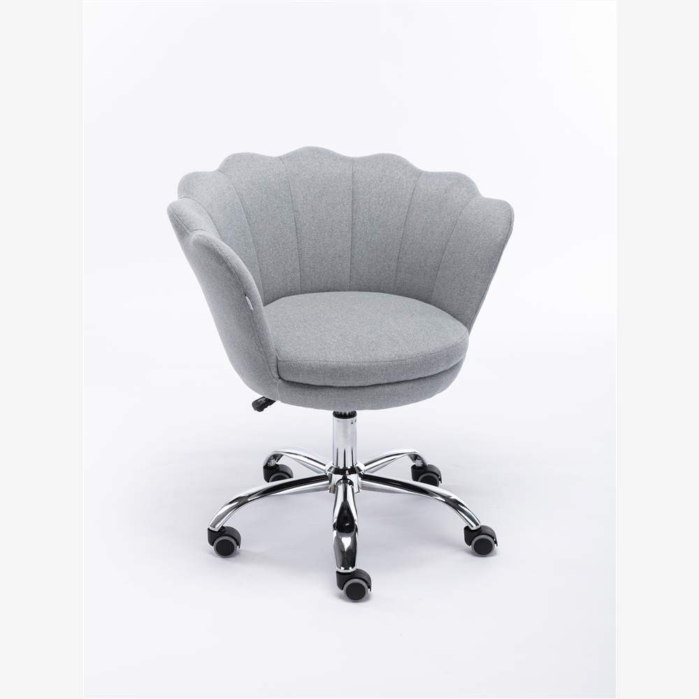 COOLMORE Linen Rotating Shell Chair Light Grey