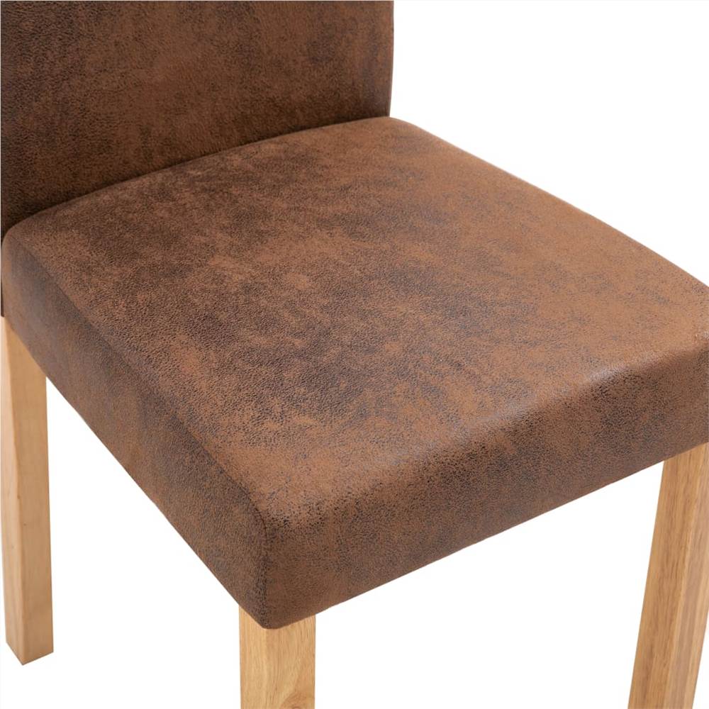 Dining Chairs 4 pcs Brown Faux Suede Leather