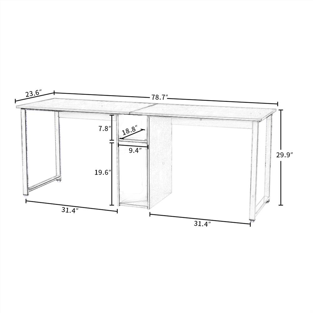 Home Office Dual Person Computer Desk with Wire Management Black