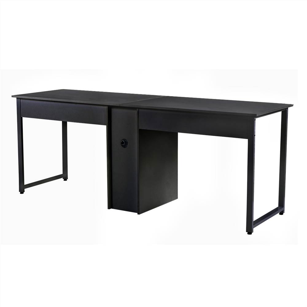 Home Office Dual Person Computer Desk with Wire Management Black