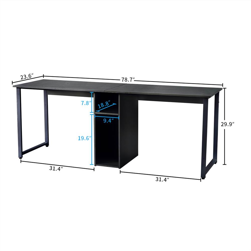 Home Office Dual Person Computer Desk with Wire Management Black