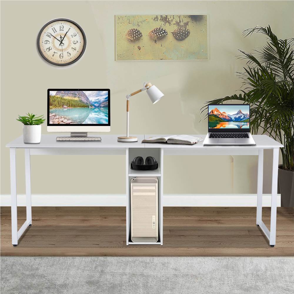 Home Office Dual Person Computer Desk with Wire Management White