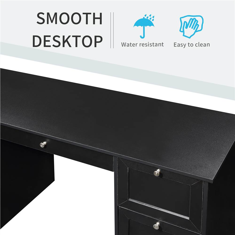 Home Office Computer Desk with Storage Cabinet Black