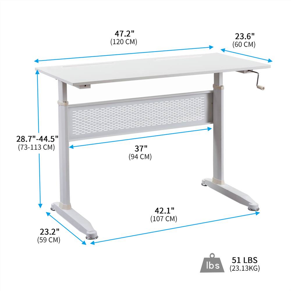 Home Office Standing Computer Desk with Handle White