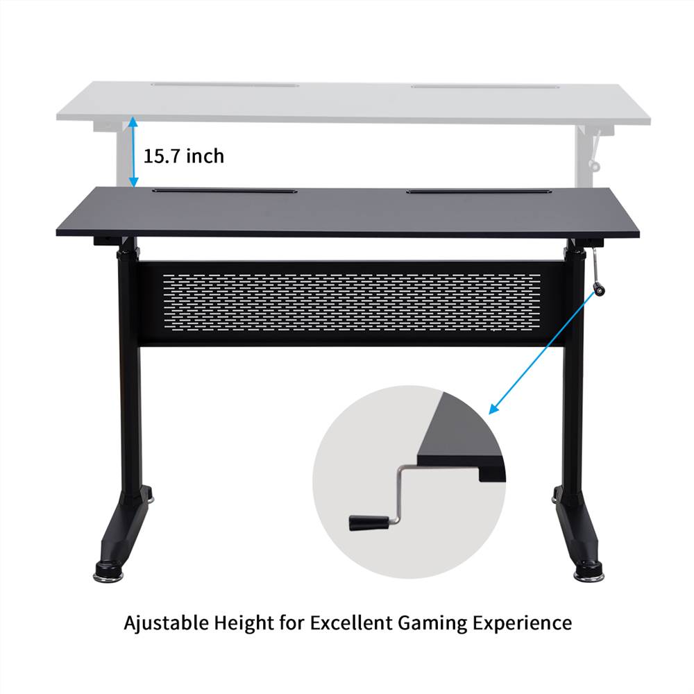Home Office Standing Computer Desk with Handle Black