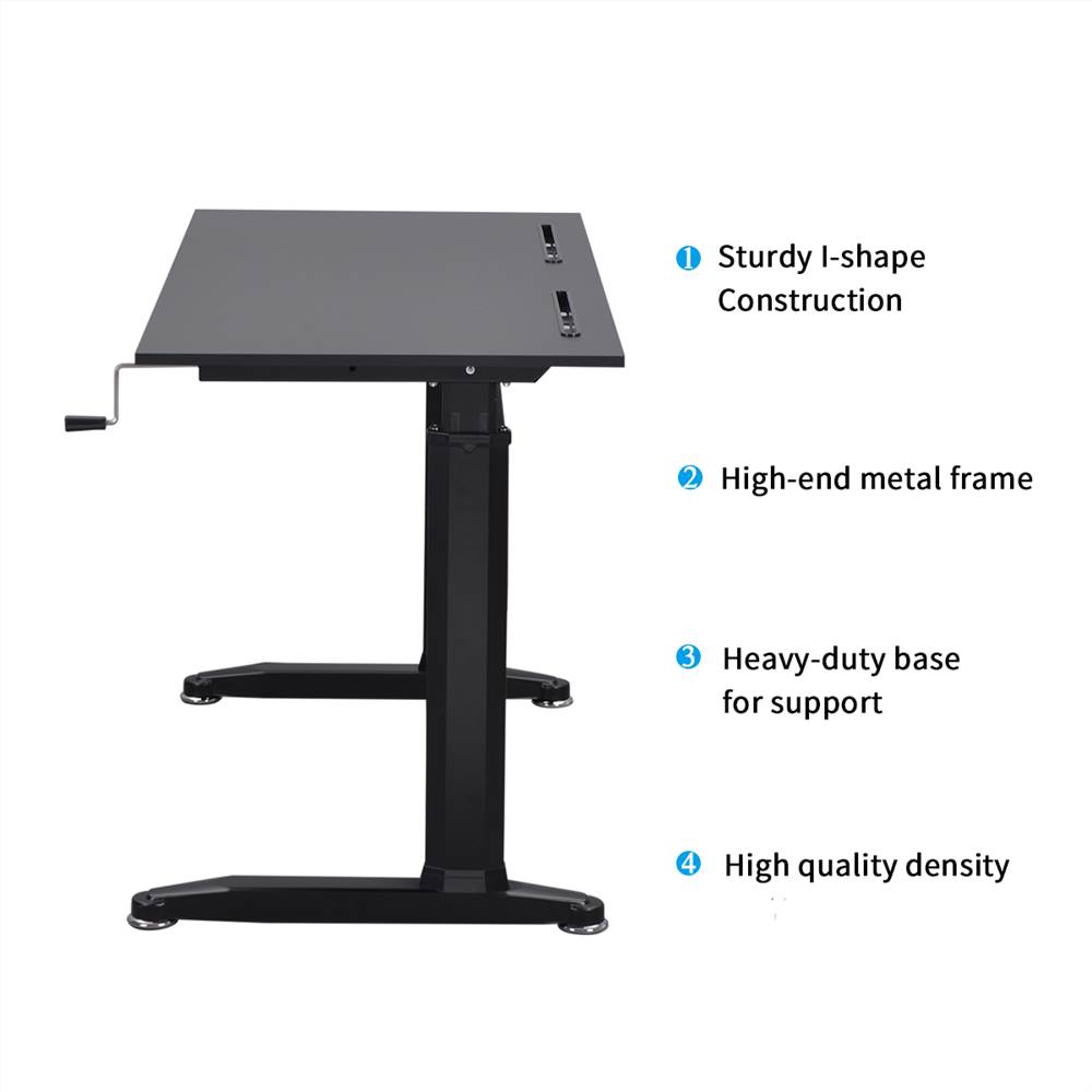Home Office Standing Computer Desk with Handle Black