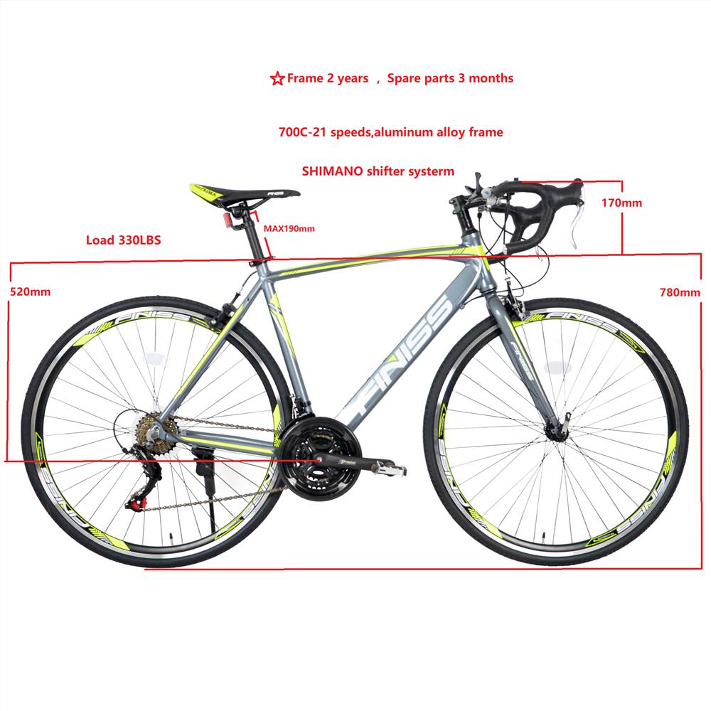 Finiss Road Bike Aluminum 700" 28C 21 Speed Green