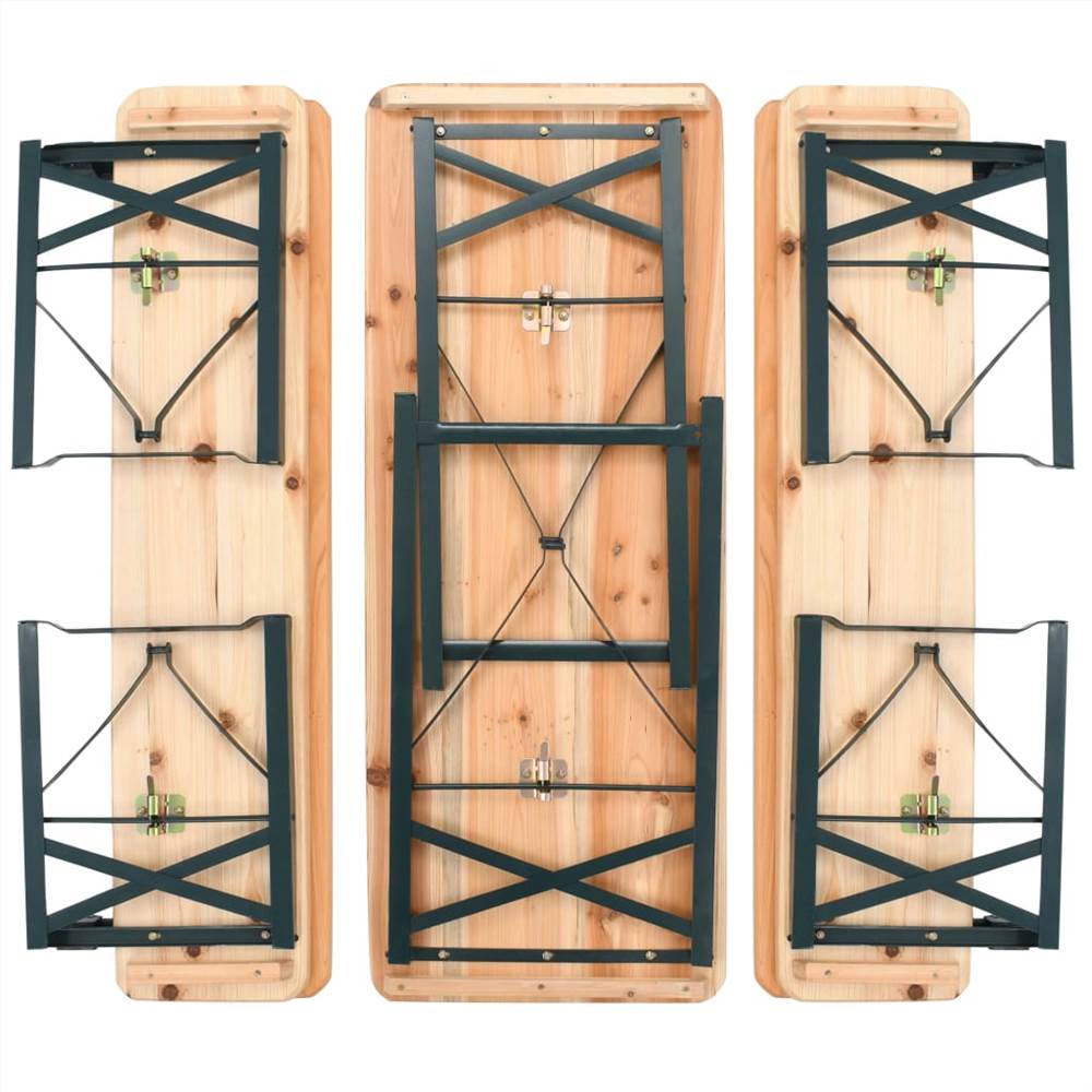 Folding Beer Table with 2 Benches 118 cm Fir Wood