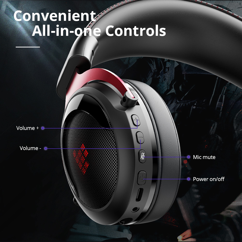 Tronsmart Shadow 2.4G Wireless Gaming Headset -Black+Red