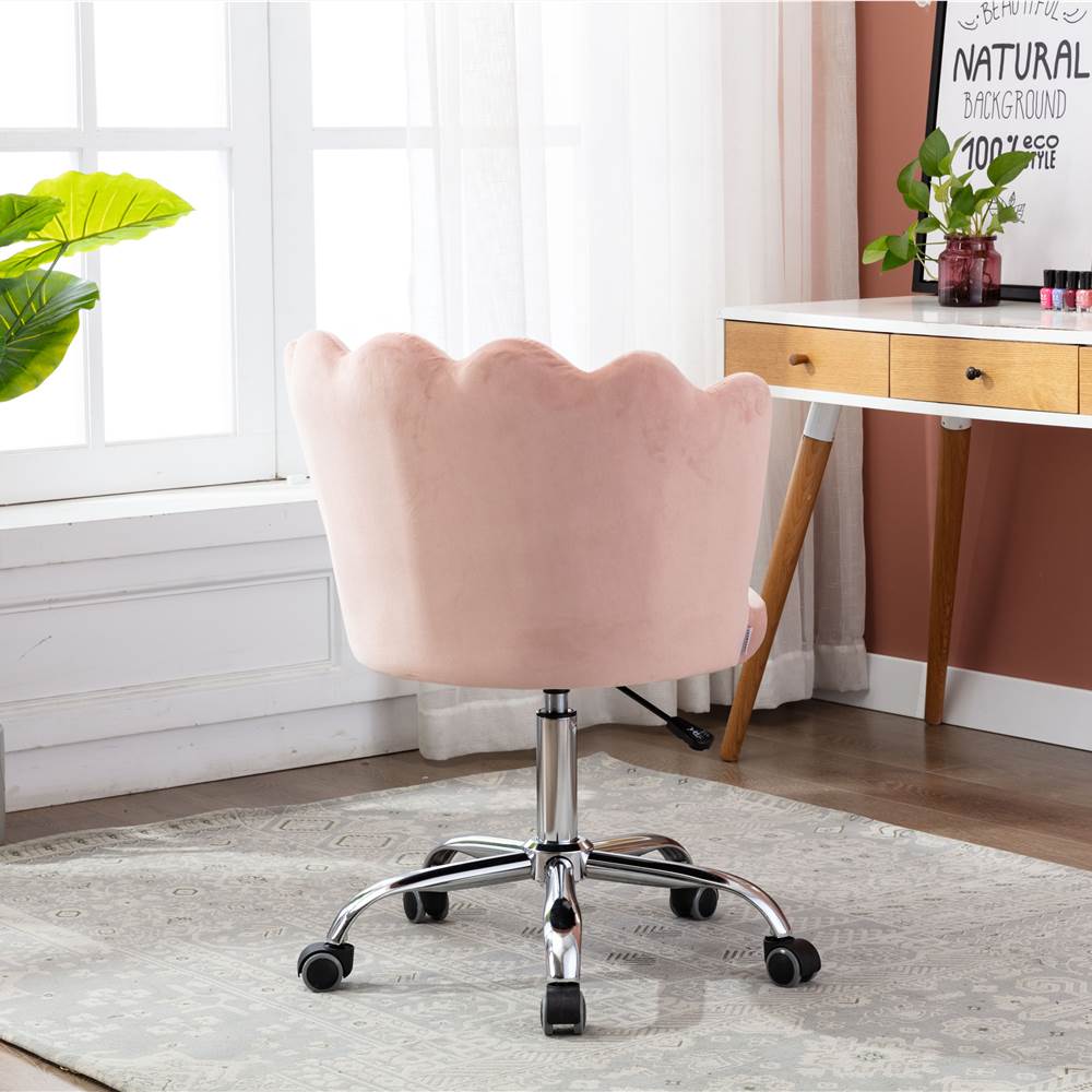 COOLMORE Velvet Swivel Shell Chair Pink