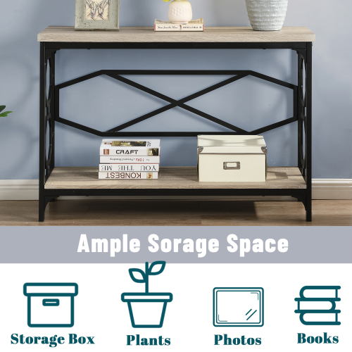 Home Office Corridor Entrance Console Table Storage Shelf Beige