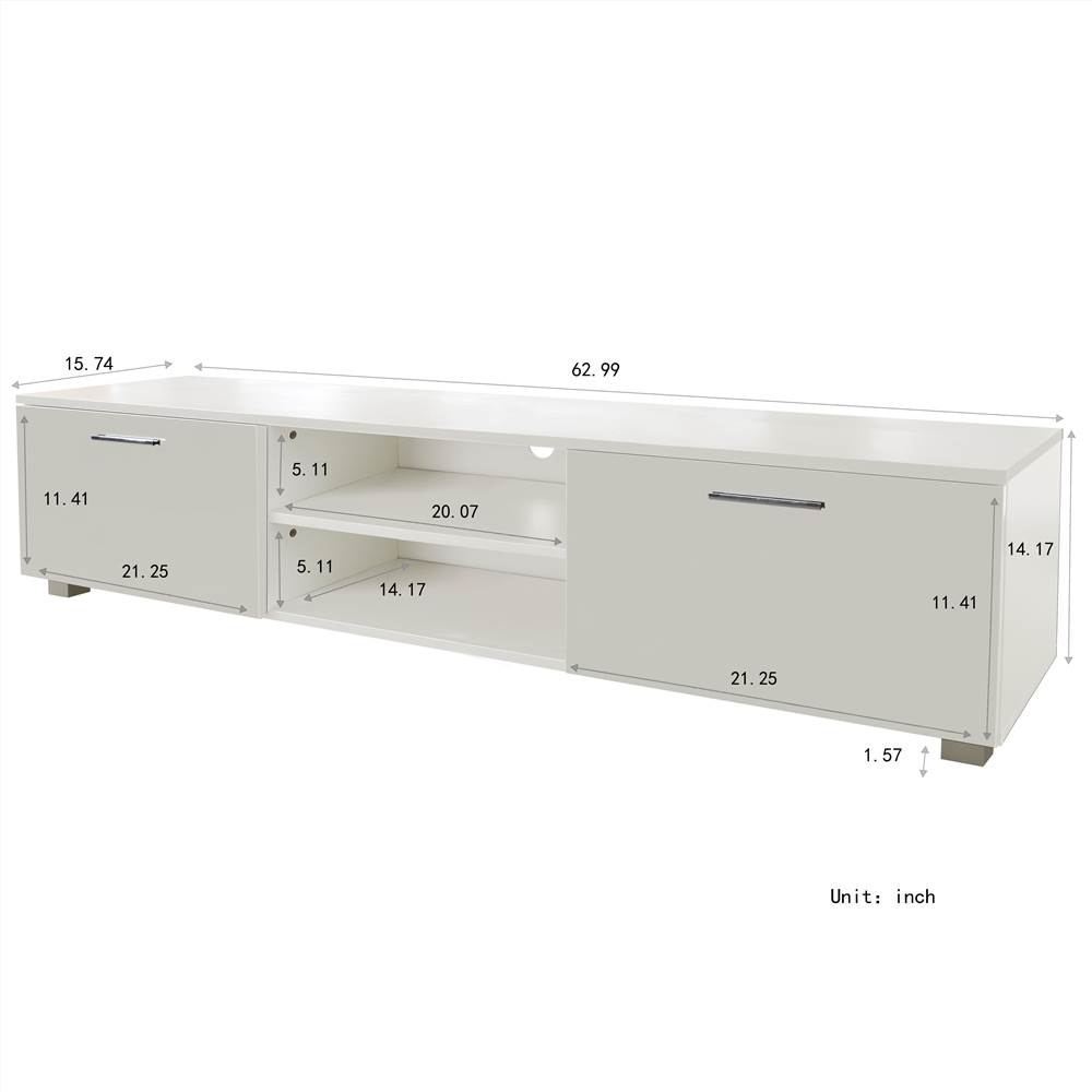 63" TV Stand Suitable for Placing TVs up to 70" White