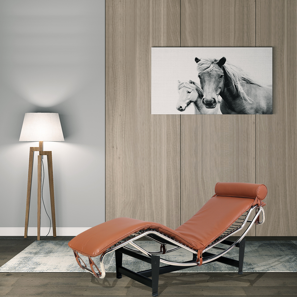 Le Corbusier LC-4 Style Recliner with Adjustable Headrest Brown
