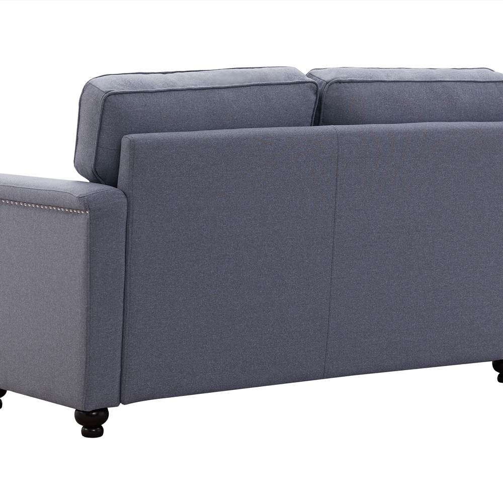 2-Seat Polyester Fabric Upholstered Sofa Set Gray