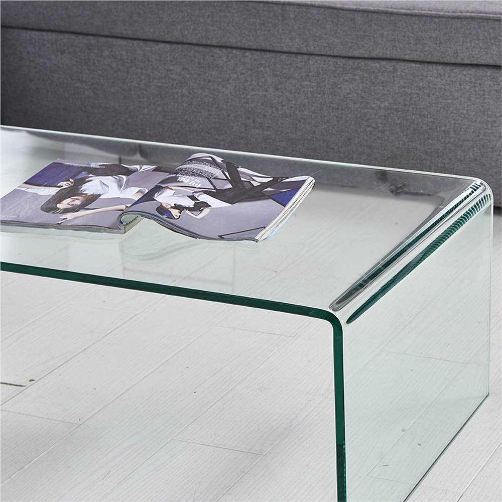 39. 4" Tempered Glass Coffee Table Transparent