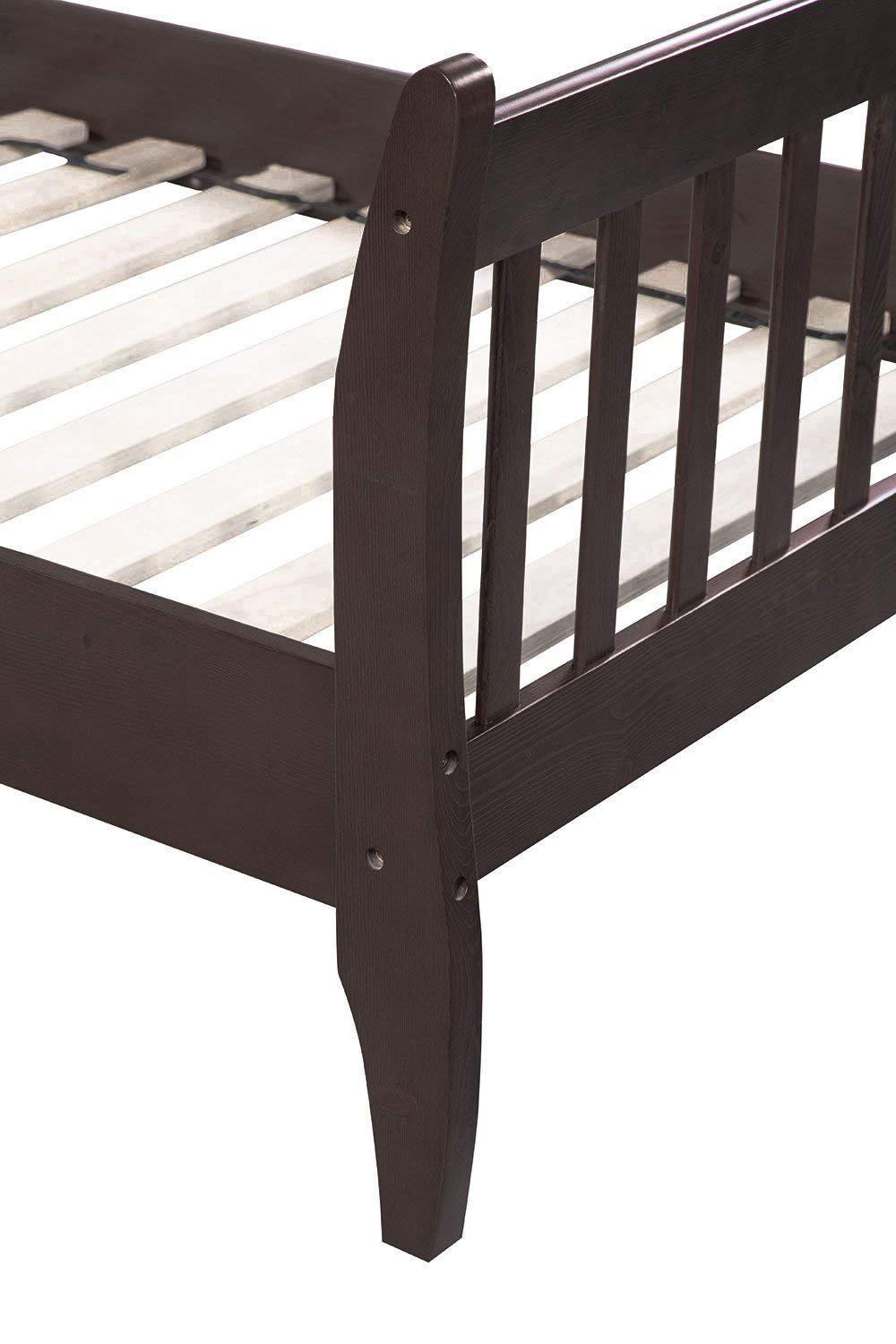 TOPMAX 80" Bed Frame with Wooden Slats and Railings (Frame Only)