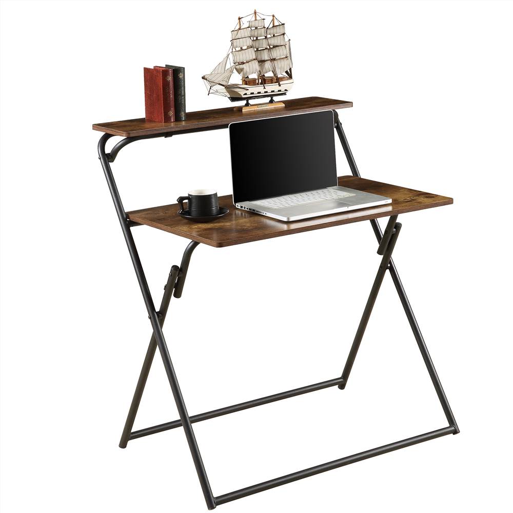 Home Office MDF Folding Computer Desk with Shelf Tiger