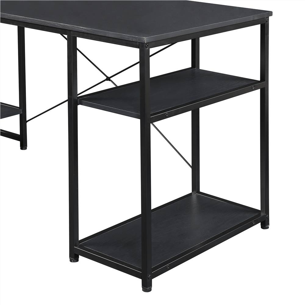 Home Office Steel Frame and MDF Board Computer Desk Black