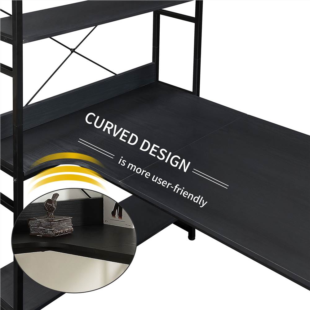 Home Office Steel Frame and MDF Board Computer Desk Black