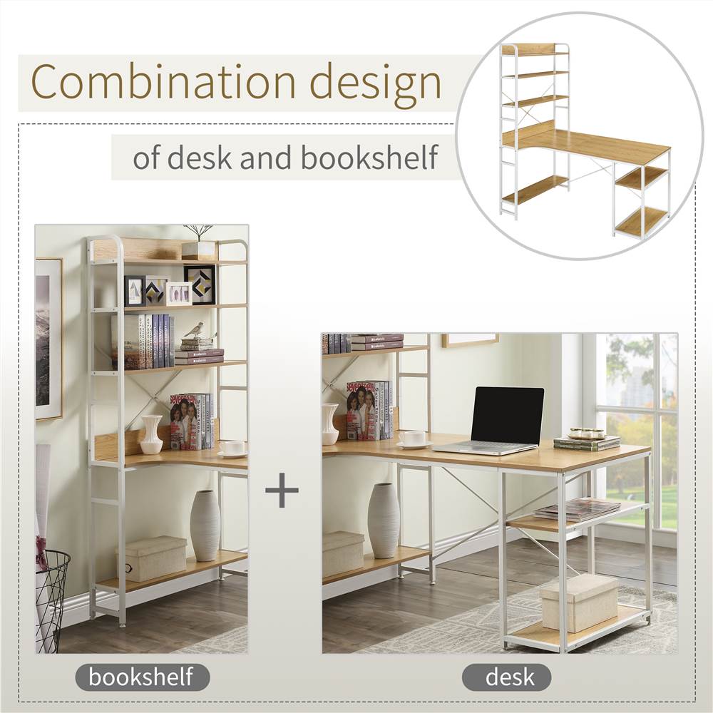 Home Office Steel Frame and MDF Board Computer Desk Nature