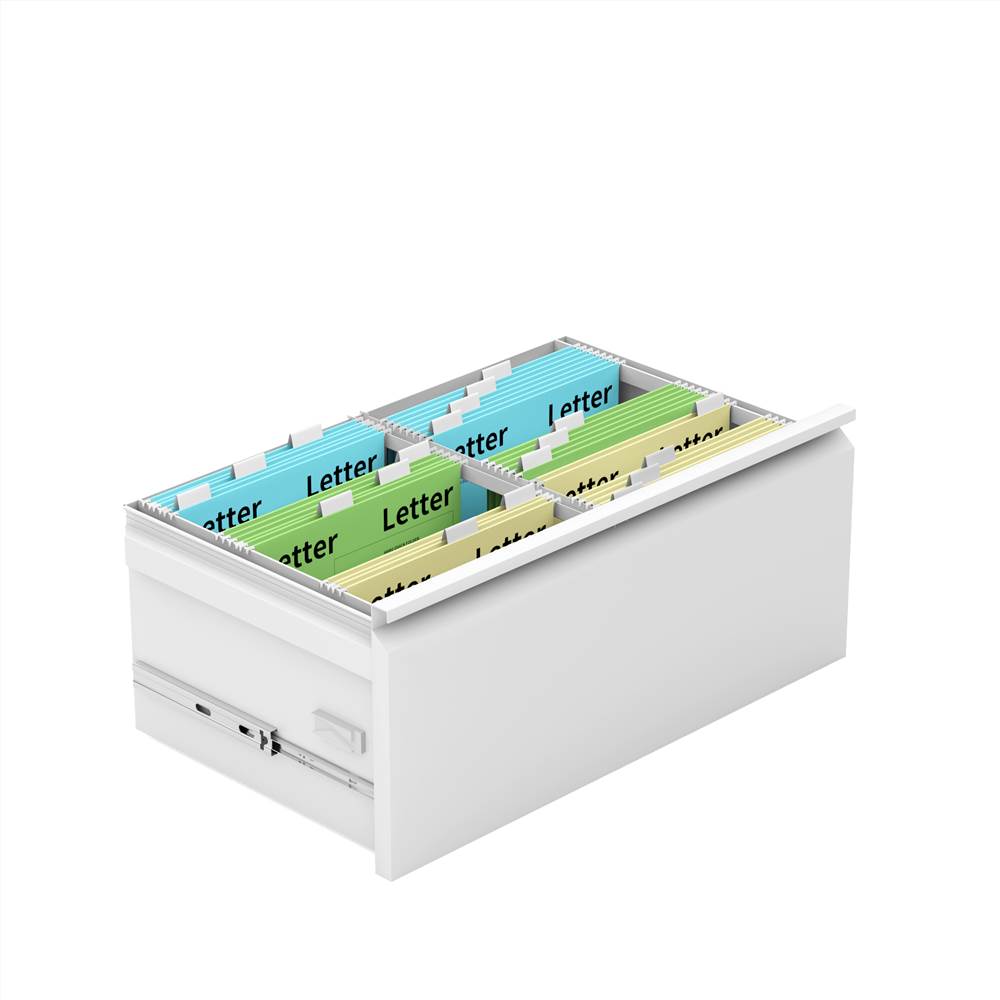 Lateral Metal Lockable File Cabinet with 2 Storage Drawers White