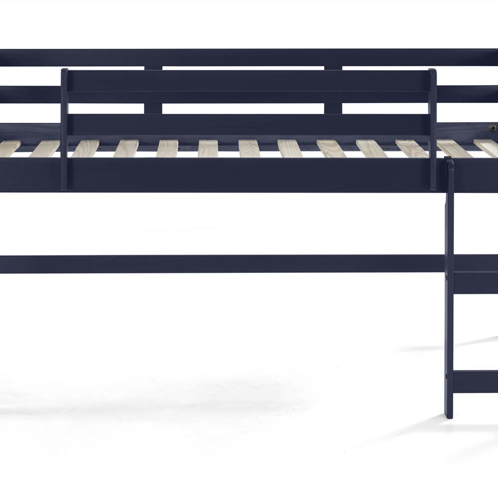 ACME Twin Size Wooden Loft Bed Frame with Ladder Navy Blue