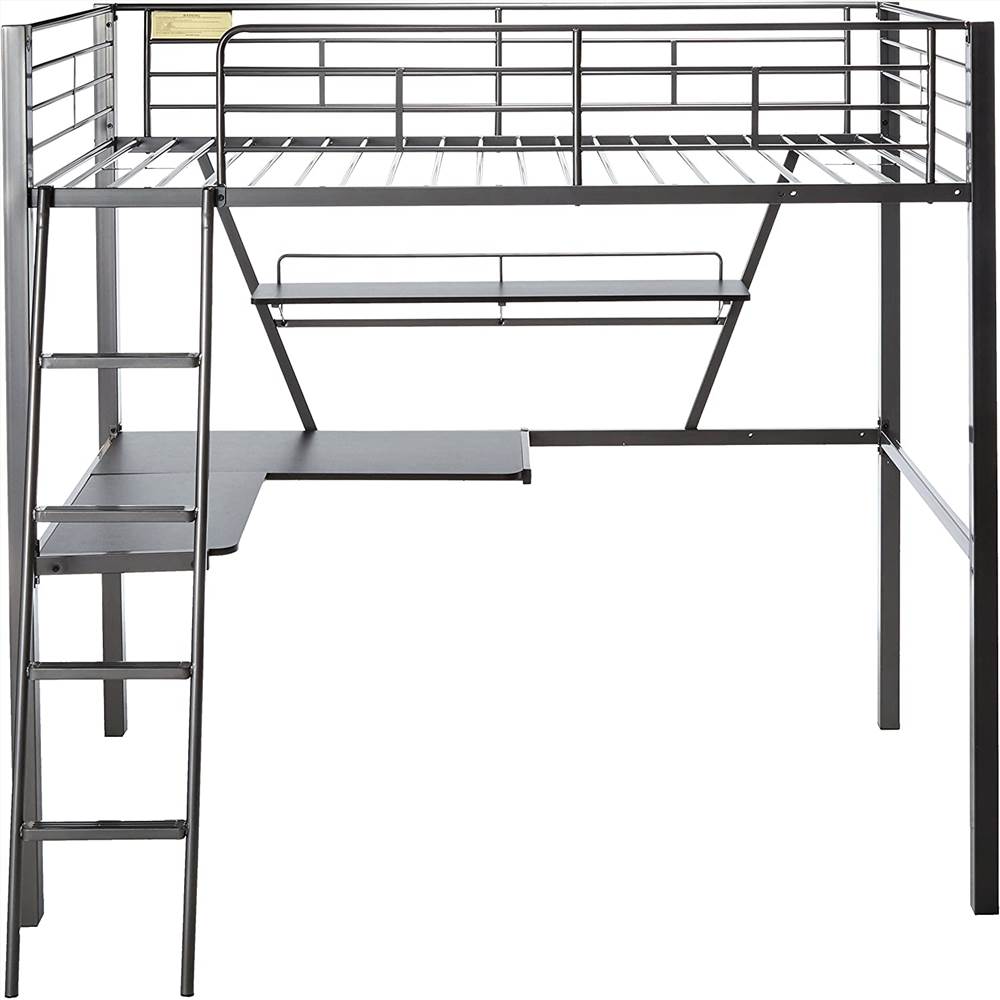 ACME Twin Size Metal Loft Bed Frame with Desk Black