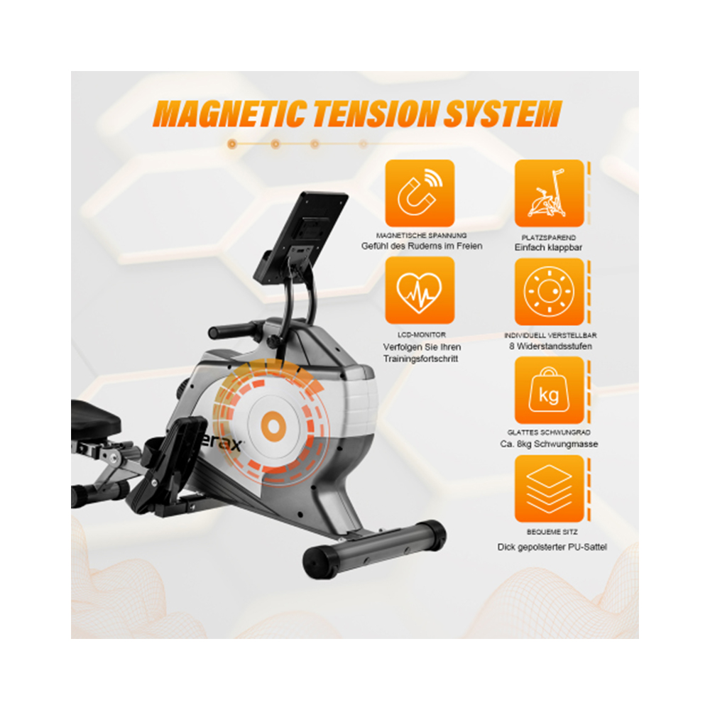 Merax Folding Rowing Machine with Magnetic Tension LED monitor
