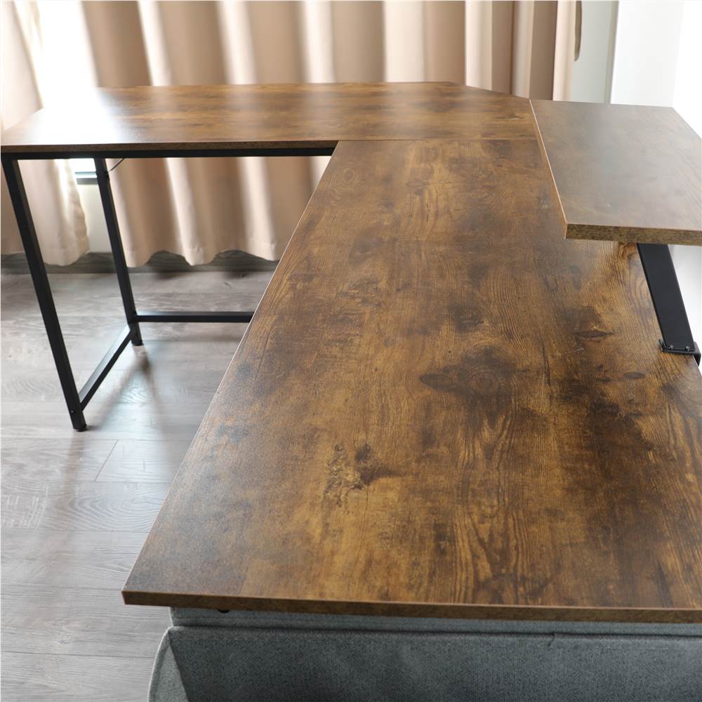 Home Office L-Shaped Computer Desk Brown