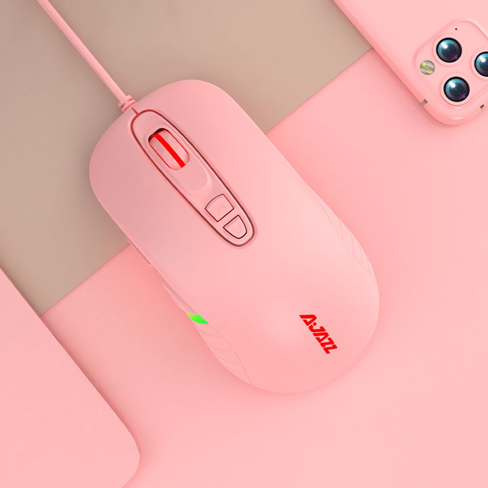 Ajazz AJ125 Optical Wired Mouse RGB Light Pink
