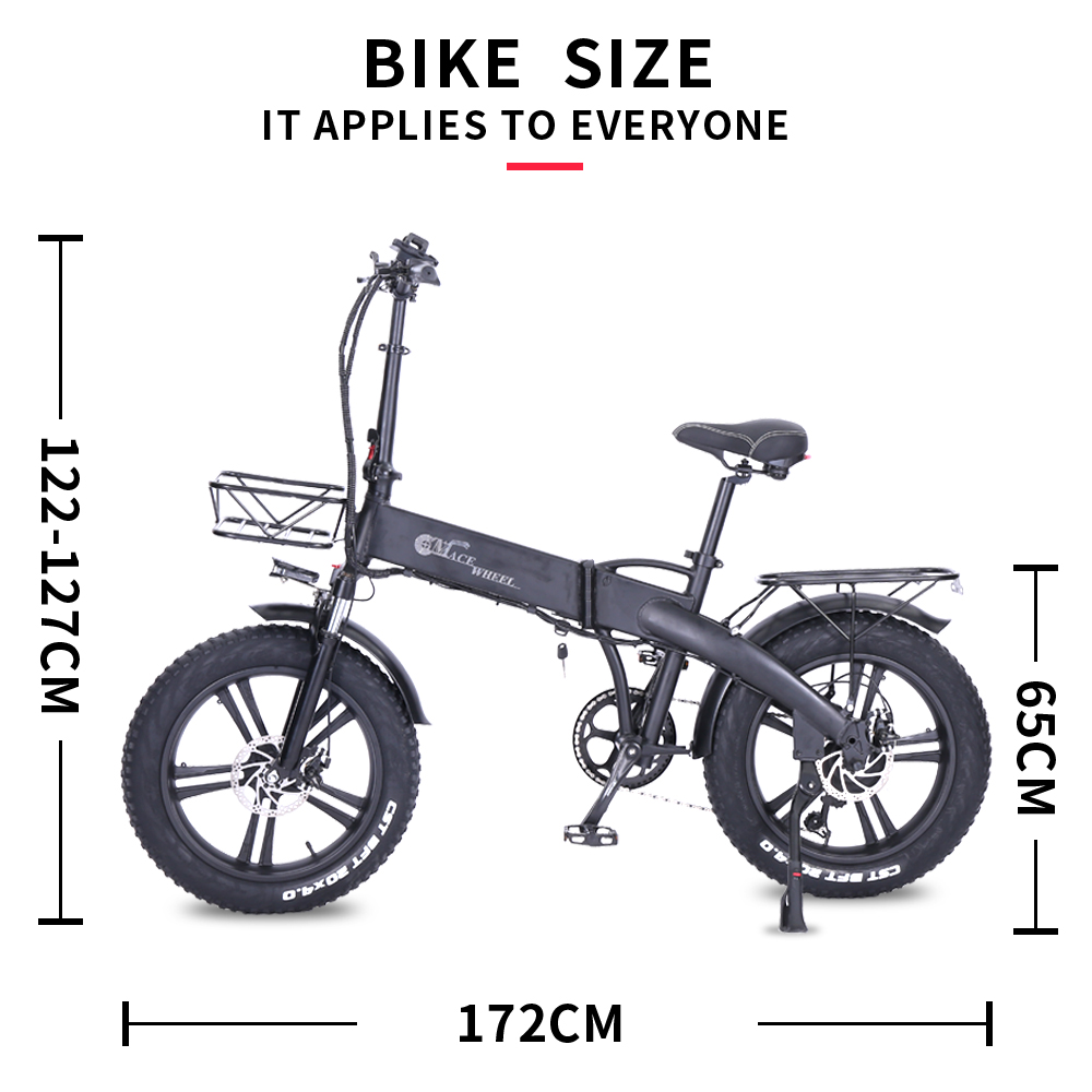 CMACEWHEEL GT20 Pro Fat Tire Folding Electric Moped Bike Black