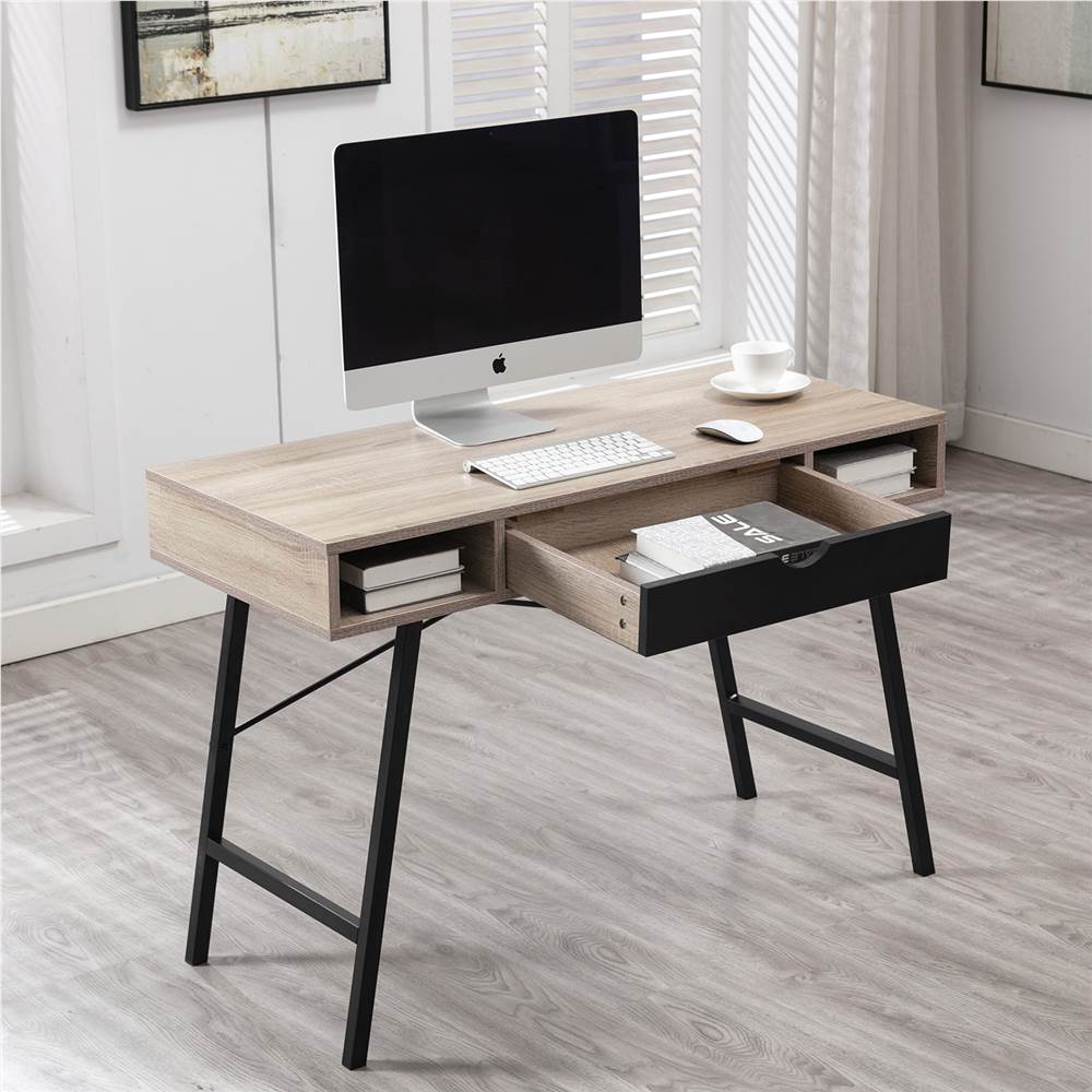 Home Office 43" Computer Desk with Drawers, Wooden Tabletop Walnut