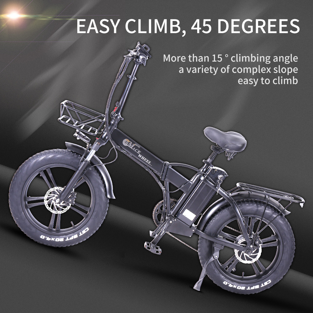 CMACEWHEEL GW20 Fat Tire Folding Electric Moped Bike Black