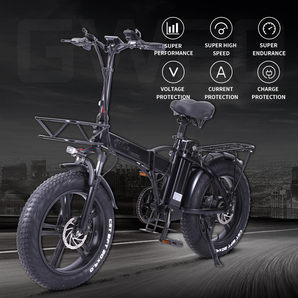 CMACEWHEEL GW20 Fat Tire Folding Electric Moped Bike Black