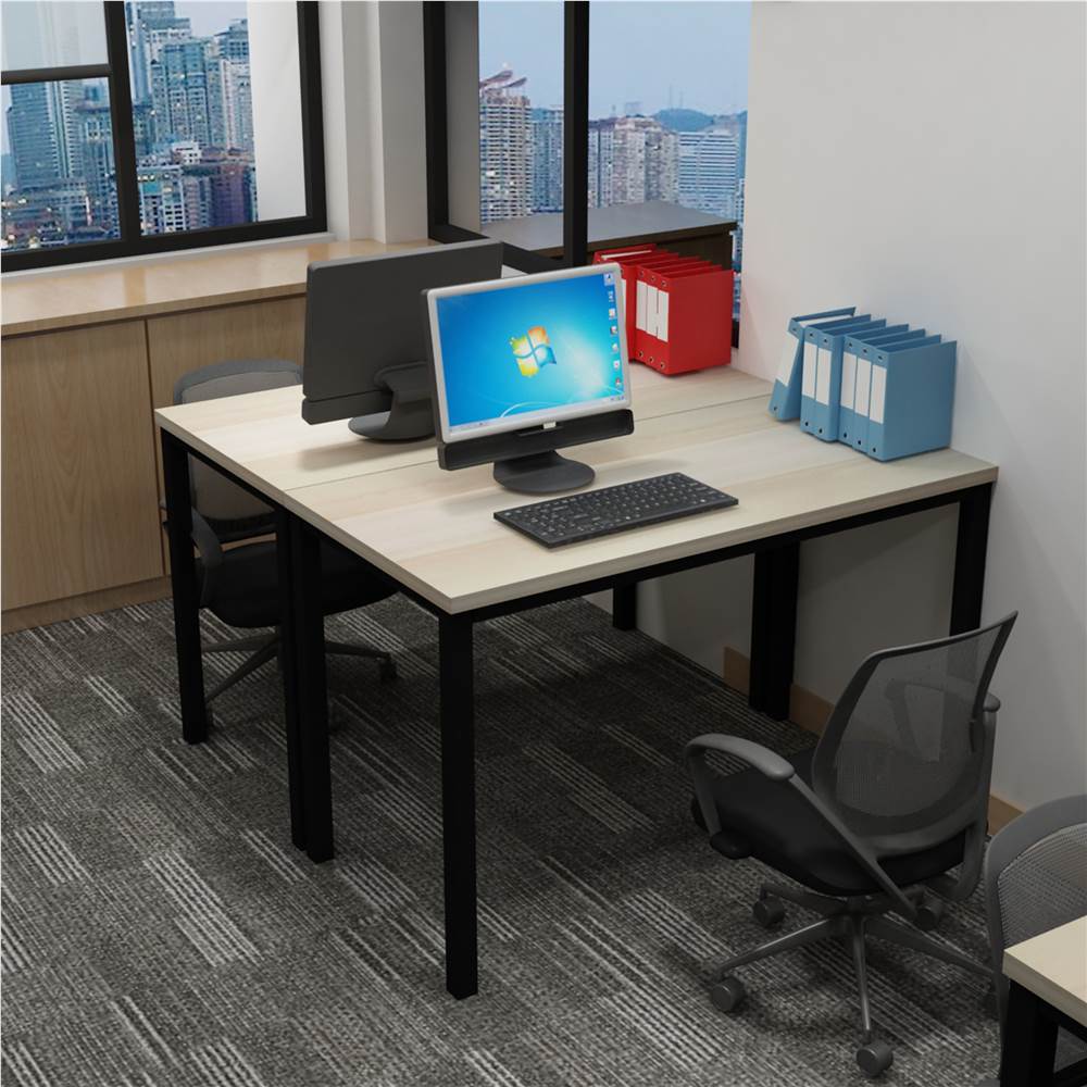 Home Office 47" Computer Desk with Wooden Tabletop Beige