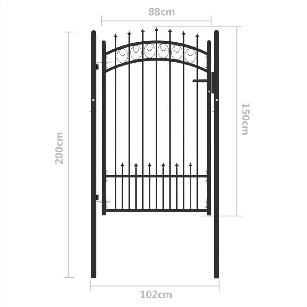 Fence Gate with Spikes Steel 100x150 cm Black