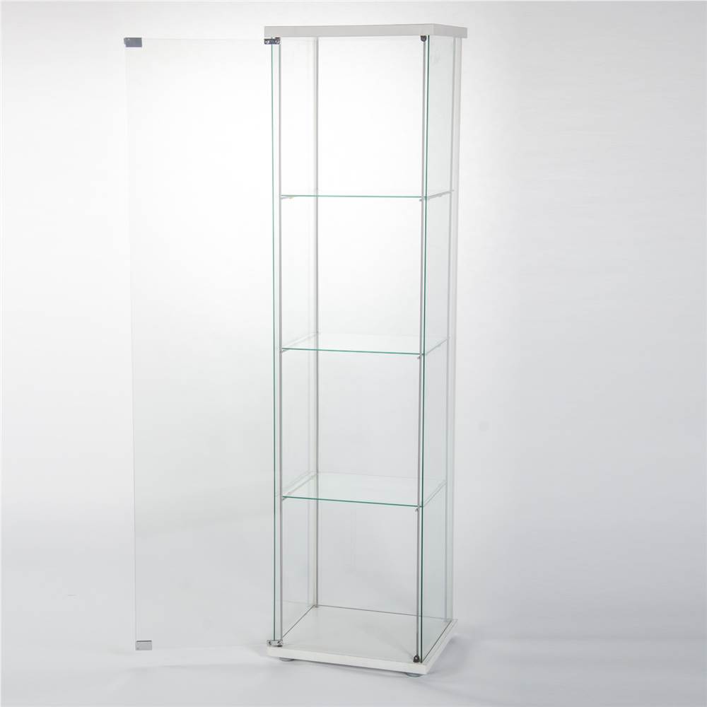 64" Glass Collection Display Cabinet with 4-layer Shelf Natural