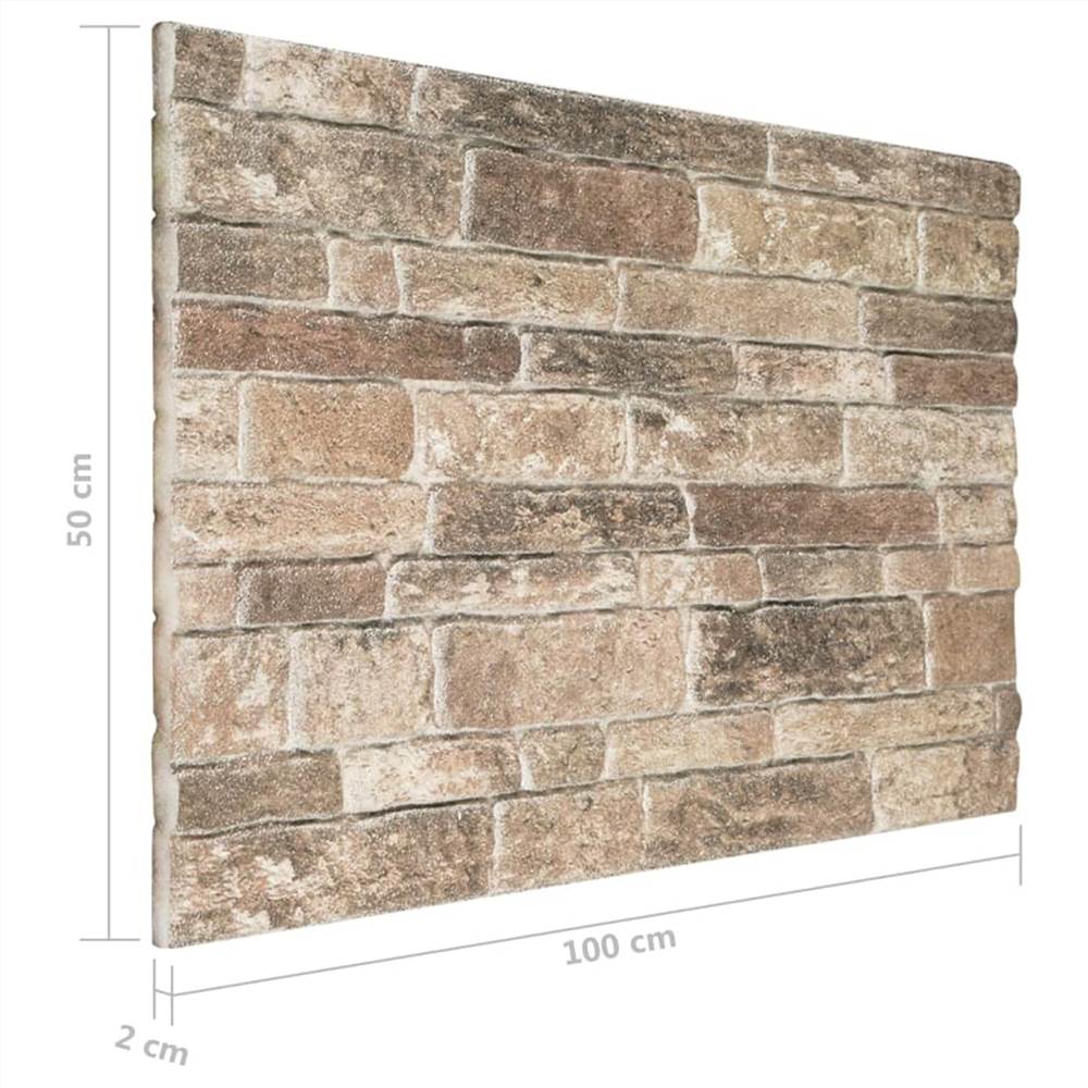 3D Wall Panels with Multicolour Brick Design 10 pcs EPS