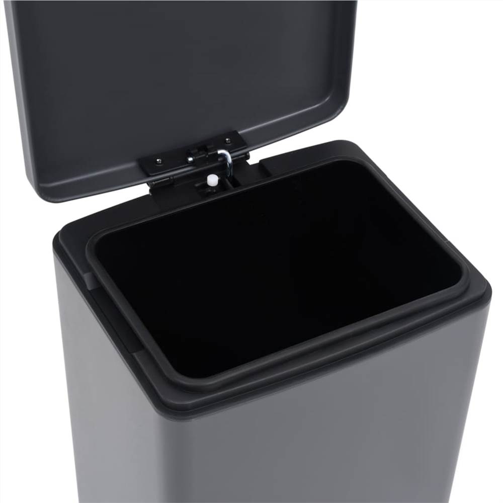 Dustbin with Pedal Anti-fingerprint 30L Grey Stainless Steel