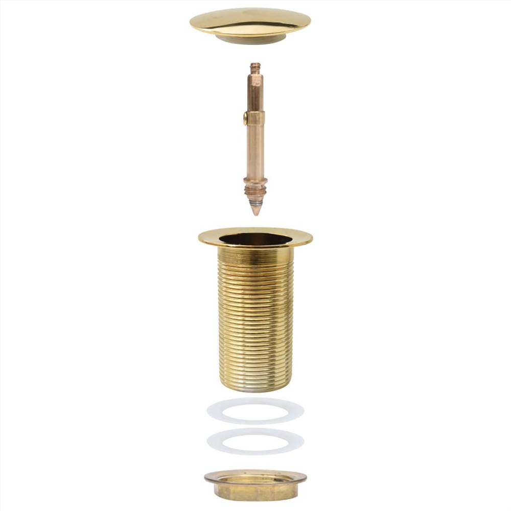 Push Drain with Overflow Function Gold 6.4x6.4x9.1 cm