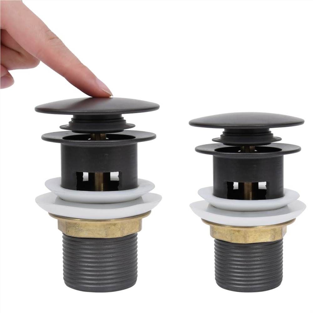 Push Drain with Overflow Function Grey 6.4x6.4x9.1 cm