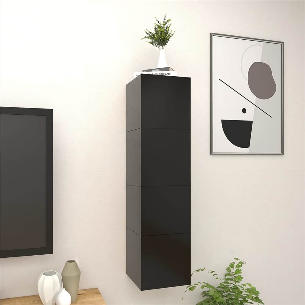 Wall Mounted TV Cabinets 4 pcs Black 30.5x30x30 cm