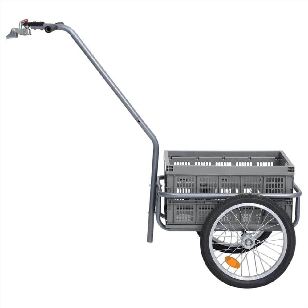 Bicycle Cargo Trailer with 50 L Foldable Transportbox Grey 150 kg