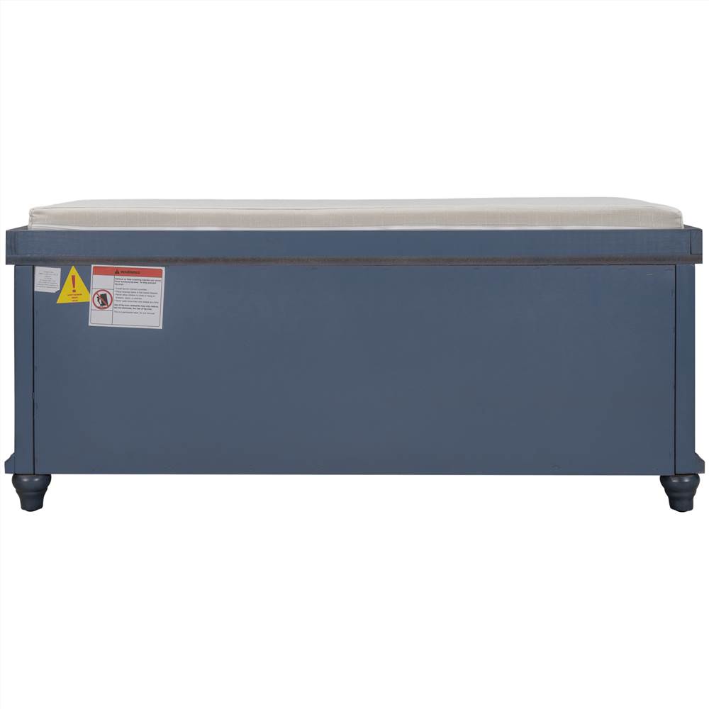 TREXM 43.4" Louver Design Upholstered Storage Bench Blue