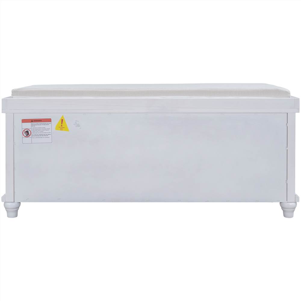 TREXM 43.4" Louver Design Upholstered Storage Bench White