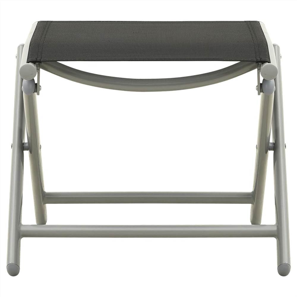 Folding Footrest Black and Silver Textilene and Aluminium