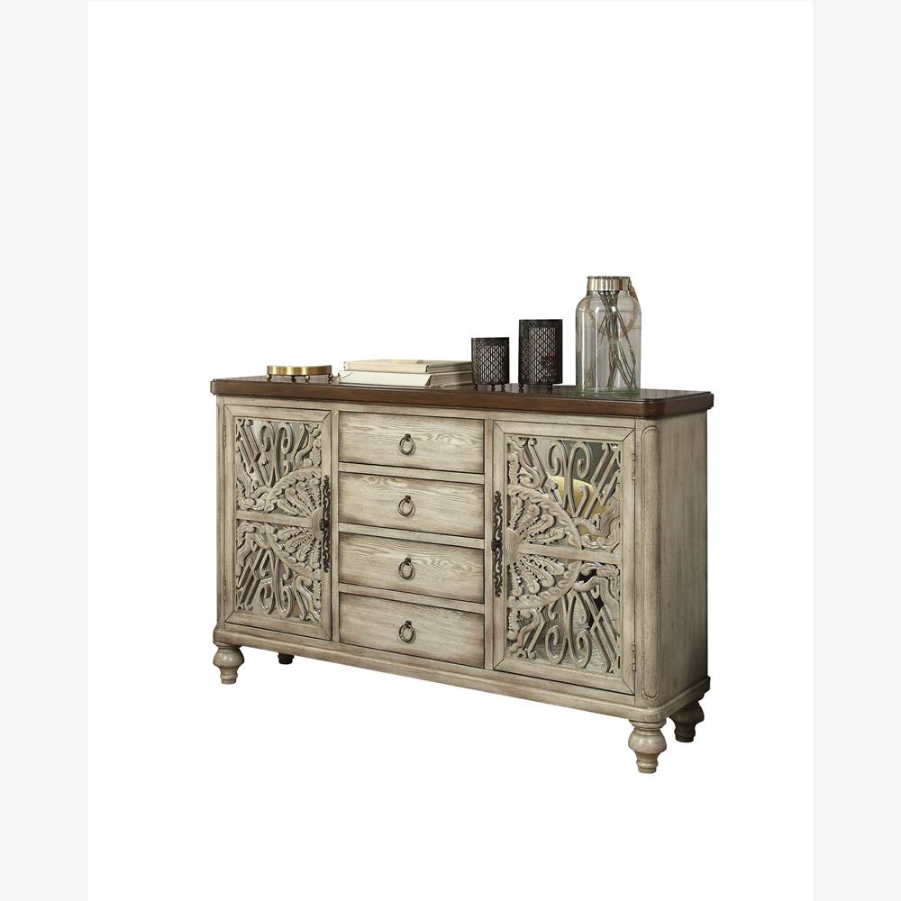 ACME Vermont 60" Console Table with 4 Drawers Antique White