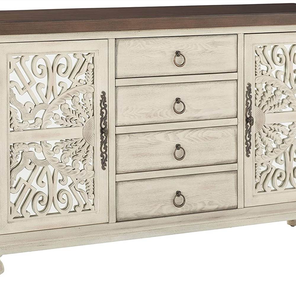 ACME Vermont 60" Console Table with 4 Drawers Antique White