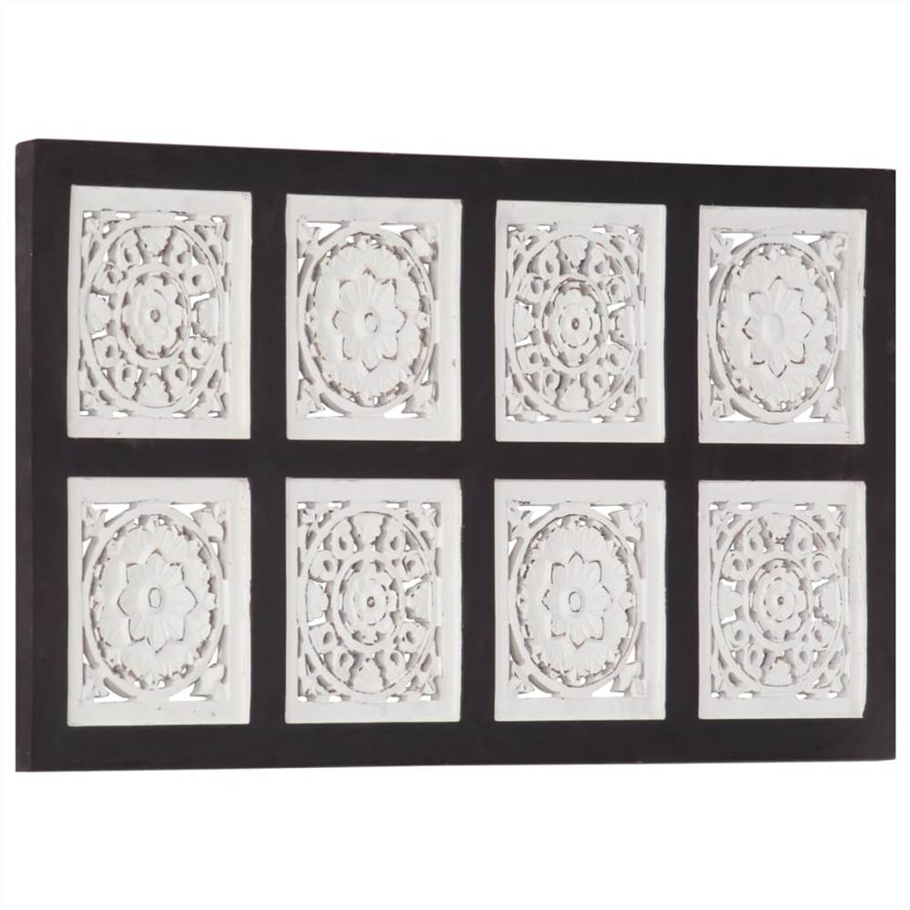 Hand-Carved Wall Panel MDF 40x80x1.5 cm Black and White