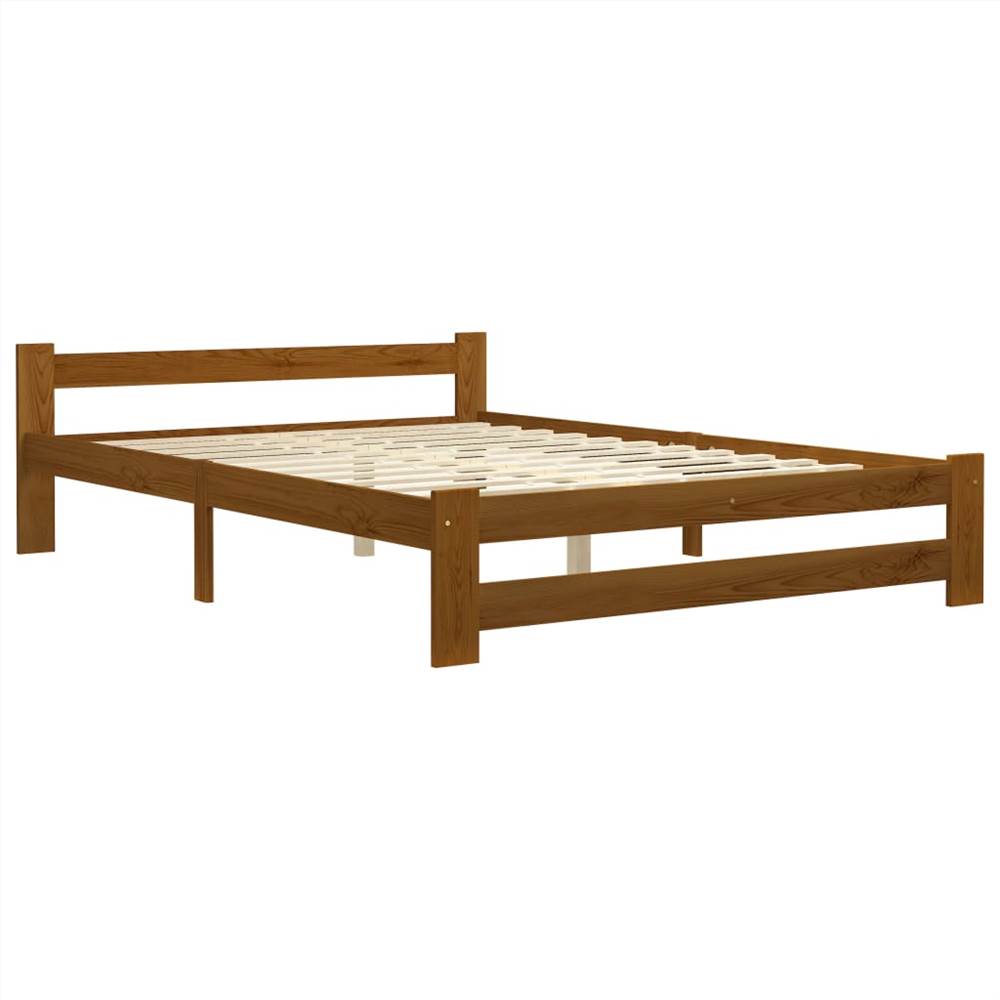 Bed Frame Honey Brown Solid Pine Wood 140x200 cm